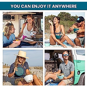 RIGWA Stainless Steel Insulated Food Container - Hot and Cold Insulated Bowl - Vacuum Sealed Containers for Food - Bowls with Lids, 20oz, Blue Dusk