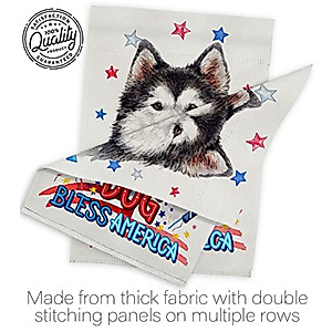Breeze Decor Patriotic Siberian Husky Garden Flag Set Wood Dowel Dog Puppy Spoiled Paw Canine Fur Pet Nature Farm Animal Creature House Banner Small Yard Gift Double-Sided, Made in USA