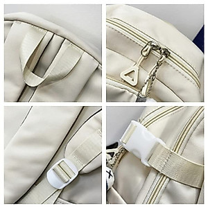 MININAI Preppy Backpack with Frog Plushies Fit 15.6 inch Laptop Large Capacity Backpack Cute Korean Style College Backpack (One Size,White)