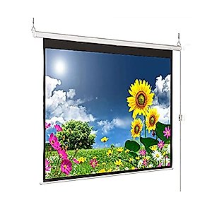 Projector Screen 72 inch 16:9 Matte Gray Fabric Fiber Glass Electric Motorized Projector Screen Home Cinema Business School Bar