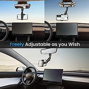 APPS2Car U-Hook Rearview Mirror Phone Holder for Car 720° Rotatable One Hand Operation Rearview Mirror Retractable Phone Clamp Phone Holder for Cars Compatible with iPhone, Samsung.etc