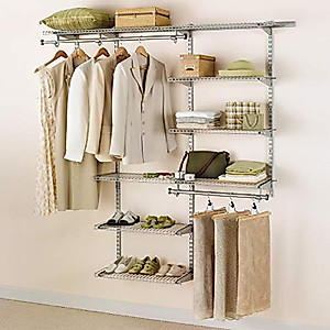 Rubbermaid Configurations Closet Kits, 3-6 Ft, Deluxe, White (FG3H8800WHT) & Configurations Custom Closet Add-On Sliding Wire Basket, White, FG3J0503WHT