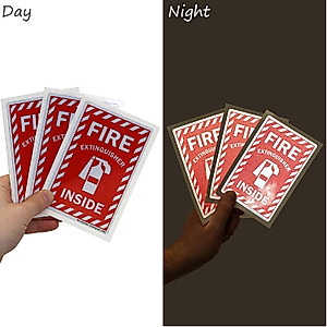 SmartSign Fire Extinguisher Inside Label | 4" x 6" Engineer Grade Reflective, Pack of 3, Made in USA