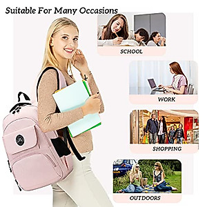 mygreen Laptop Backpack Large Computer Backpack Fits up to 15.6 Inch Laptop Water-Repellent School Travel Backpack Casual Daypack for Business/College/Women/Men Pink