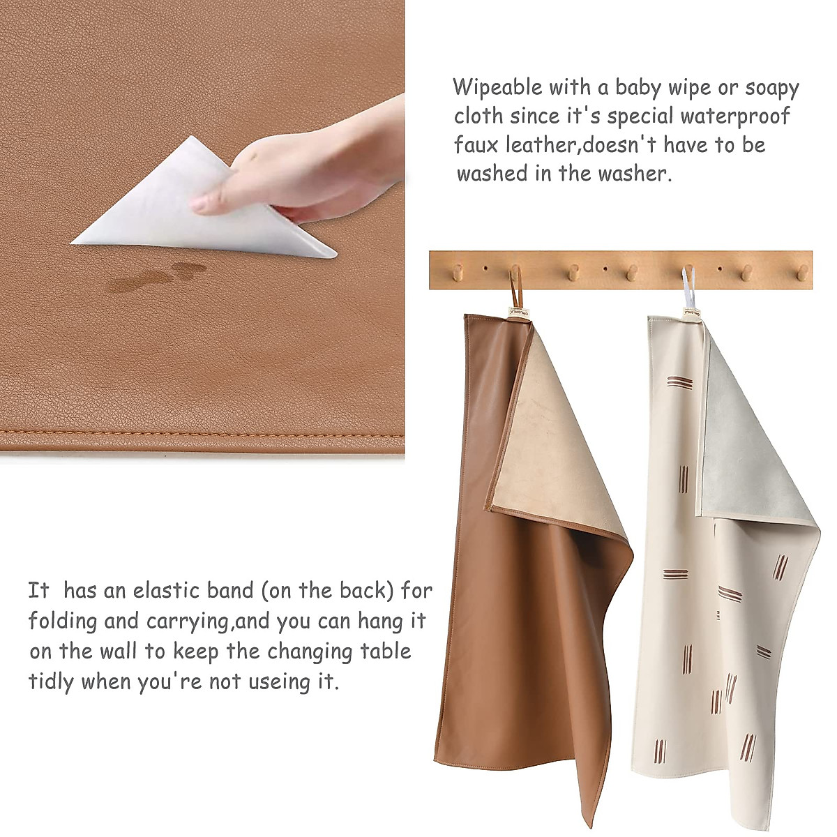 Owlowla Baby Diaper Changing Pad Portable Changing Mat Travel Changing Pad Liner for Baby and Small Toddler(Classic Brown&Brush Strokes)