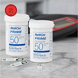 ReliOn Prime Blood Glucose Test Strips | Blood Glucose Test Strips | Test Strips for Diabetes | Blood Sugar Test Strips | Diabetic Test Strips | Reli On Prime Test Strips 100 Count + STS Sticker.
