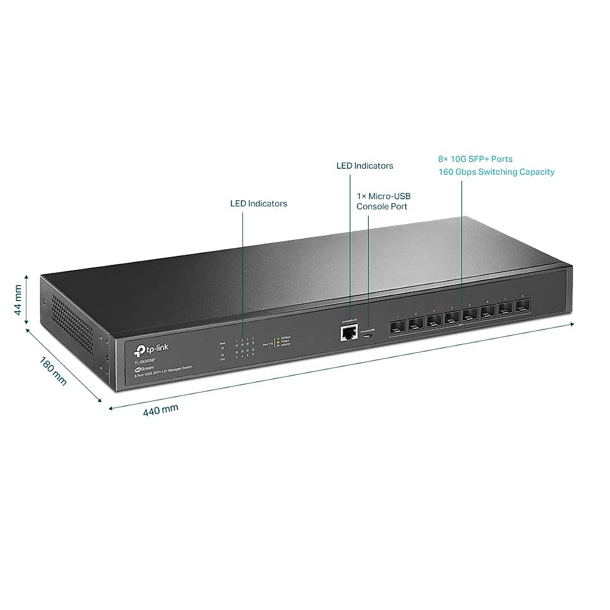 TP-Link TL-SX3008F | 8 Port 10G SFP+ Enterprise Level Switch | L2+ Smart Managed | Omada SDN Integrated | IPv6 | Static Routing | L2/L3/L4 QoS, IGMP & LAG | 5 Year Manufacturer Warranty