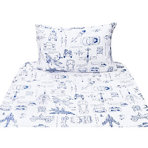 J-pinno Cars Tank Helicopter Aircraft Military Transport Vehicles Twin 100% Cotton 3 Pieces Sheet Set for Kids Boys Children Flat Sheet + Fitted Sheet + Pillowcase Bedding Set