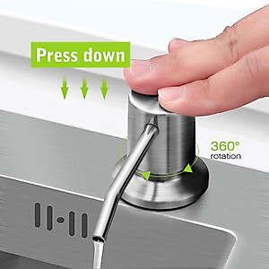 Soap Dispenser for Kitchen Sink, Built in Kichen Sink Soap Dispenser, 47" Extension Tube kit, Soap Dispenser Pump, No Need More Refills, Brushed Nickel (2 Scrub Sponges)