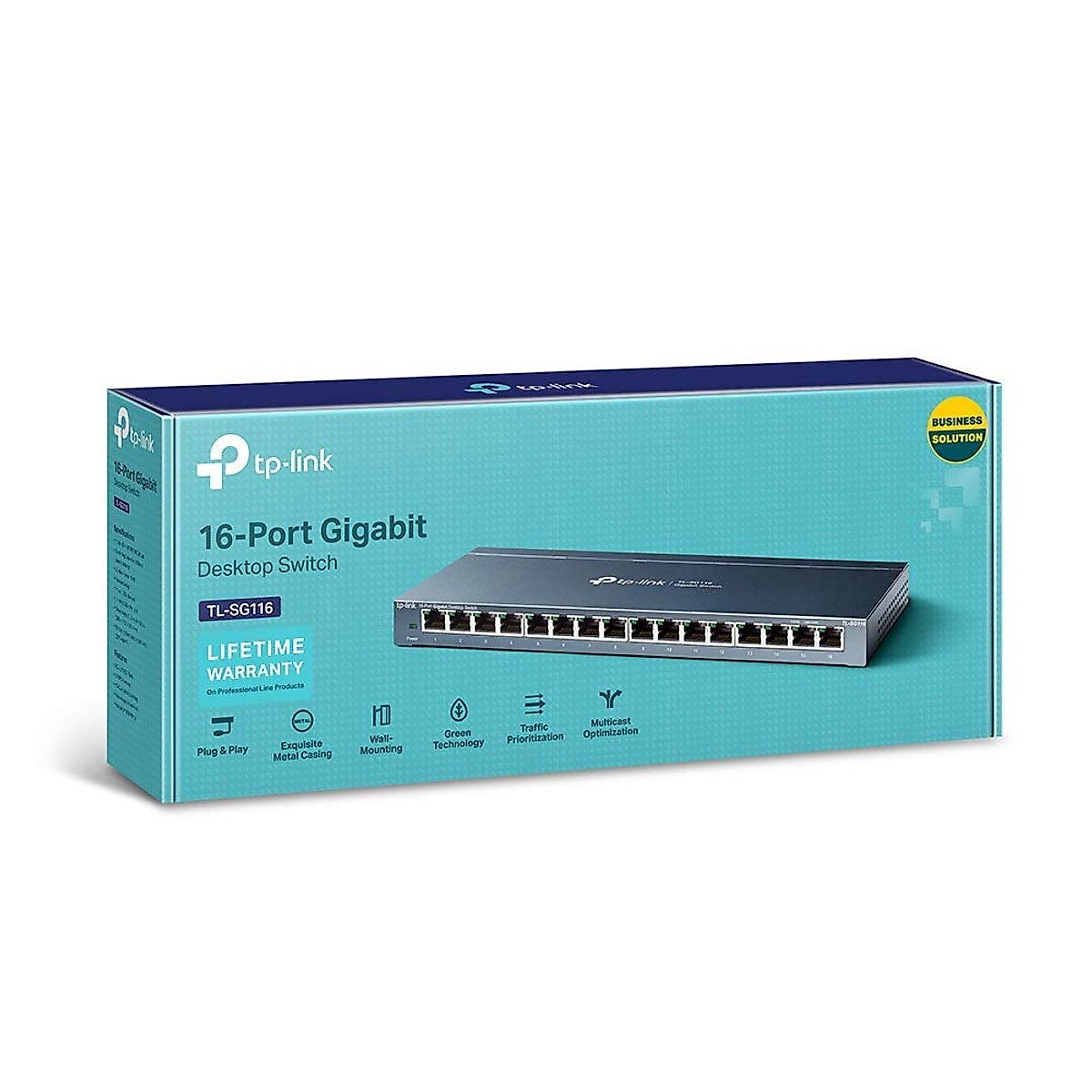 TP-Link 16-Port Desktop Gigabit Ethernet Switch/Hub, Ethernet Splitter, Plug & Play, no Configuration Required, Steel Case(TL-SG116) (Renewed)