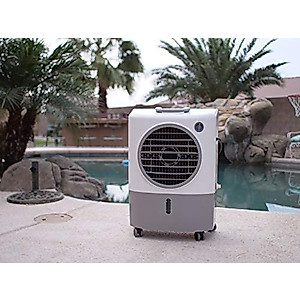 Hessaire MC18M Portable Evaporative Cooling Fan, Indoor/Outdoor Low Humidity Environments, 1300 CFM, 500 sq. ft., 2-Speed Fan, 53.4 dB, White