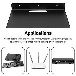 Metal Wall Shelf,Black Floating Shelf,Floating AV Shelves, Thickened Rust Proof Projector Wall Mount DVD Shelf for Projector Set Top Box Router Camera