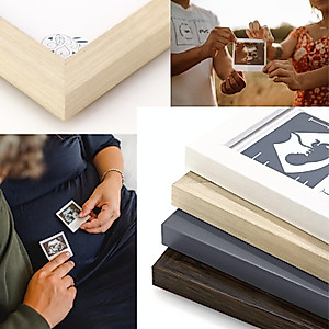 Baby Shower Guest Book Frame, SonogramUltrasound Picture Frame to Sign with 2 Mats for One Baby or Twins (12 inch Wx14.5 inch H) Pregnancy Baby Keepsake Gift, Mom to Be Gift (Natural Oak), Large