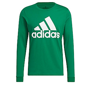 adidas Amplifier Long Sleeve Badge of Sport Tee Men's, Green, Size XL