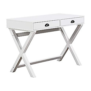OSP Home Furnishings Washburn Chic Campaign Writing Desk, White