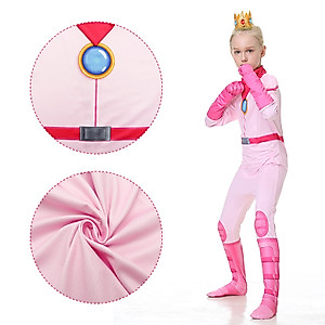 Ratoher Super Brothers Princess Costume for Kids, Peach and Daisy Princess Cosplay Costume for Toddler Girls