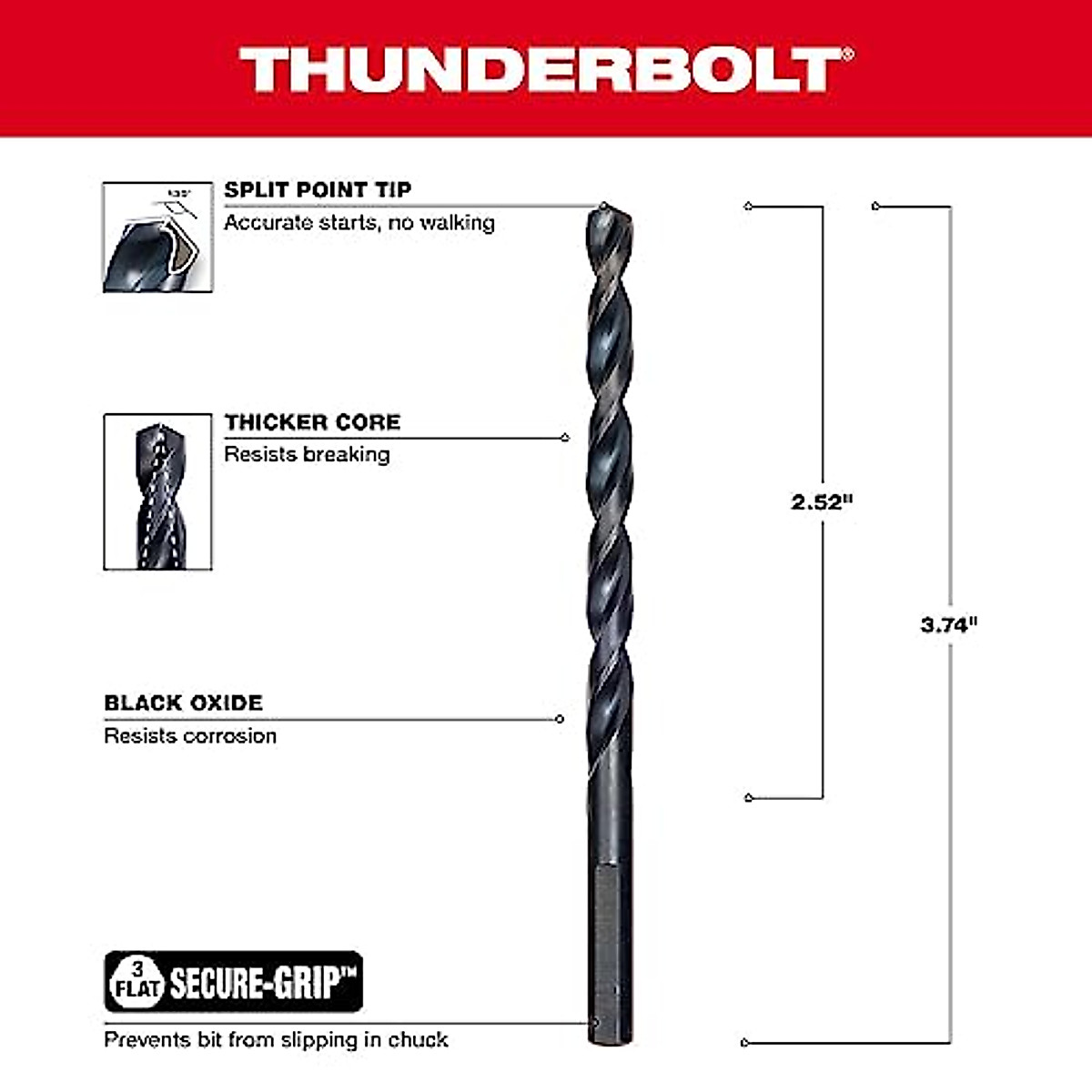 MILWAUKEE ELECTRIC TOOL 48-89-2720 Thunderbolt Bit 7/32" Black Oxide