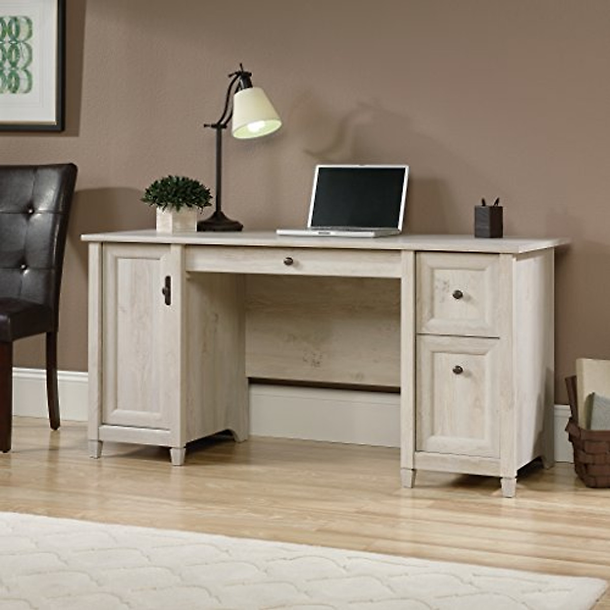 Sauder Edge Water Computer Desk, L: 59.06" x W: 23.23" x H: 29.02", Chalked Chestnut finish