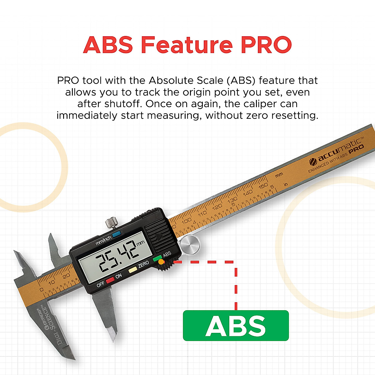 Digital Caliper Measuring Tool – 6 Inch Stainless Steel Micrometer Caliper - ABS + Auto-Off Feature - Inch/MM Conversion and Large LCD Screen – Electronic Vernier Calipers 2 Batteries Included - Gyros