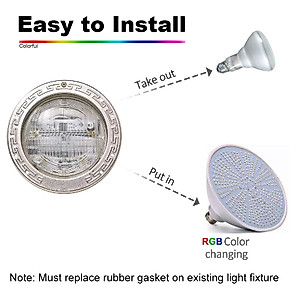 Mopzlink Pool Lights, 120V 40W RGB Color Changing Underwater LED Pool Light for Inground Pool with Remote Control, E26 Replacement Bulb Fit in for Pentair and Hayward Pool Light Fixtures