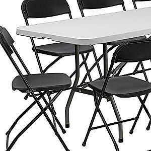 Flash Furniture 8' Bi-Fold Granite White Plastic Event/Training Folding Table Set with 10 Folding Chairs