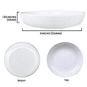 Melamine Pasta Bowls / Shallow Salad Bowls / Plastic Dinner Deep Plates (9 Inches,30 Oz,Set of 4,White) – Dishwasher Safe, Unbreakable, Reusable & BPA Free - Kids, Toddlers, Children, Adults & Elderly