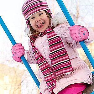 Boao Kids Snow Ski Gloves Winter Waterproof Warm Snowboard Mittens for Girl and Boy (Pink,5-10 Years)