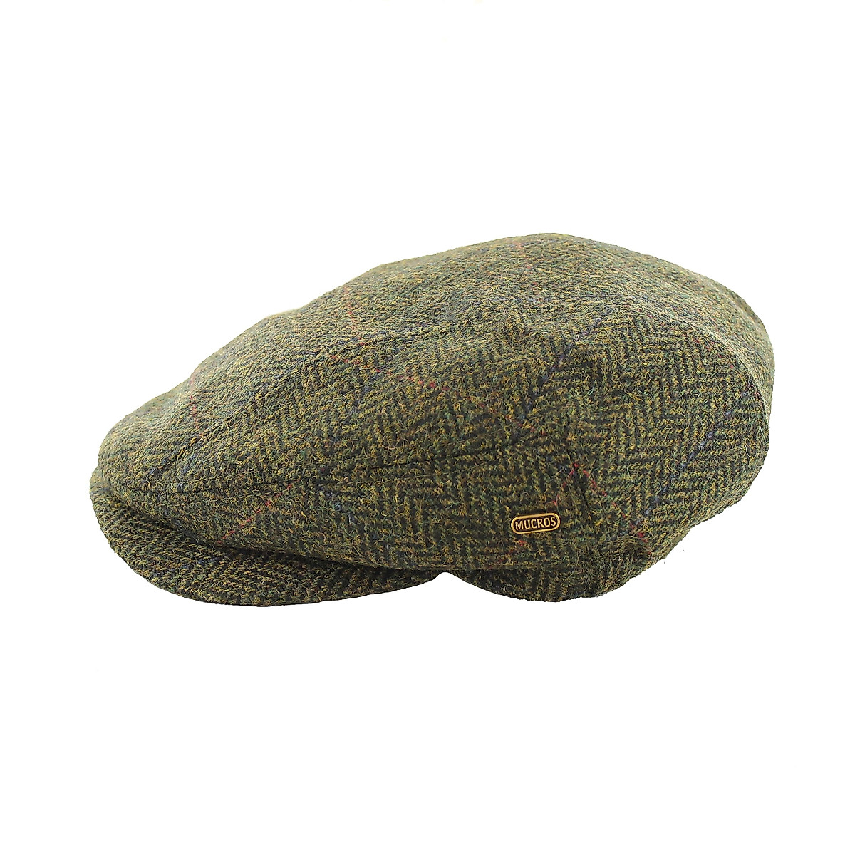 Mucros Weavers Kerry Cap, Irish Hat for Men, Herringbone Wool, Green, Large
