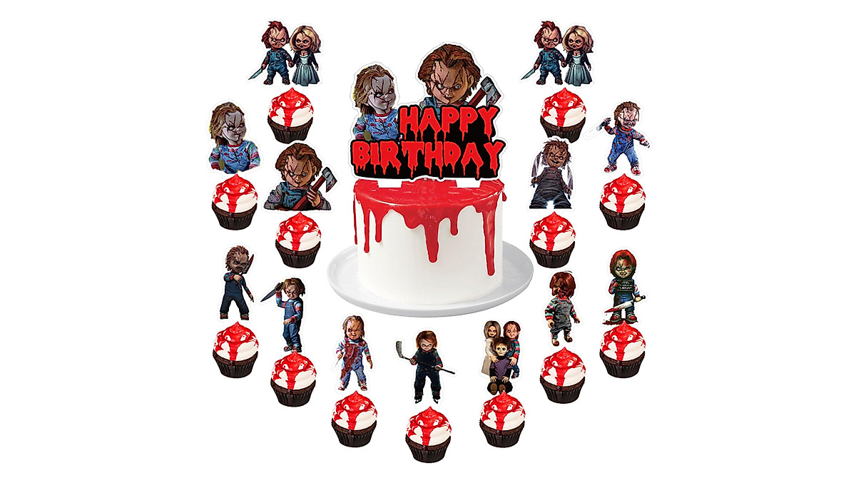 Chucky Cupcake Toppers – Perfect Horror Party Decor