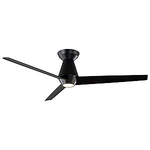 Slim Smart Indoor and Outdoor 3-Blade Flush Mount Ceiling Fan 52in Matte Black with 2700K LED Light Kit and Remote Control works with Alexa, Google Assistant, Samsung Things, and iOS or Android App