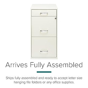 Hirsh Industries Space Solutions Metal 3 Drawer File Cabinet with Pencil Drawer Pearl White