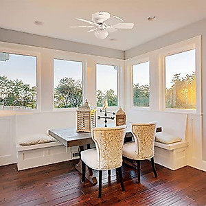 Design House 157321 Atrium 30-Inch Traditional Indoor Hugger/Low Profile Mount Ceiling Fan with Light Kit, Reversible Blades, White