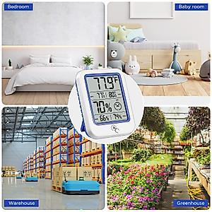 odorsin Digital Hygrometer Indoor Thermometer, Temperature Humidity Sensor with Max/Min Records & Backlight Display Thermometer Humidity Gauge Suit for Room, Greenhouse, Basement, Plant Humidity Meter