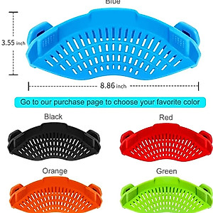 RAYBIN Kitchen Adjustable Silicone Pasta Strainer Silicone Sink Strainer Fits Bowl Strainer Silicone Clip-on for Fruit Vegetable (black)