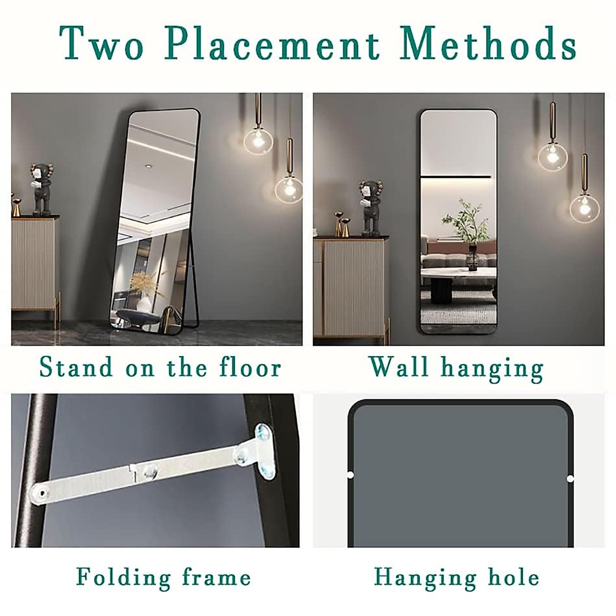 Ecentaur Full Length Mirror Hanging Wall Mirror Standing Floor Body Mirror Long Large Size for Bedroom Living Room