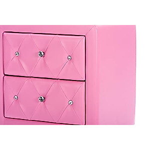 Baxton Studio Stella Crystal Tufted Pink Leather Modern Nightstand
