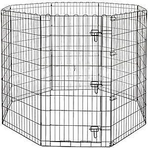 Amazon Basics Foldable Metal Exercise Pet Play Pen for Dogs, Single Door, 60 x 60 x 48 Inches, Black