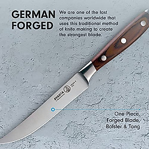 Messermeister Avanta 5” Fine Edge Steak Knife Set - German X50 Stainless Steel - Rust Resistant & Easy to Maintain - Includes 4 Steak Knives