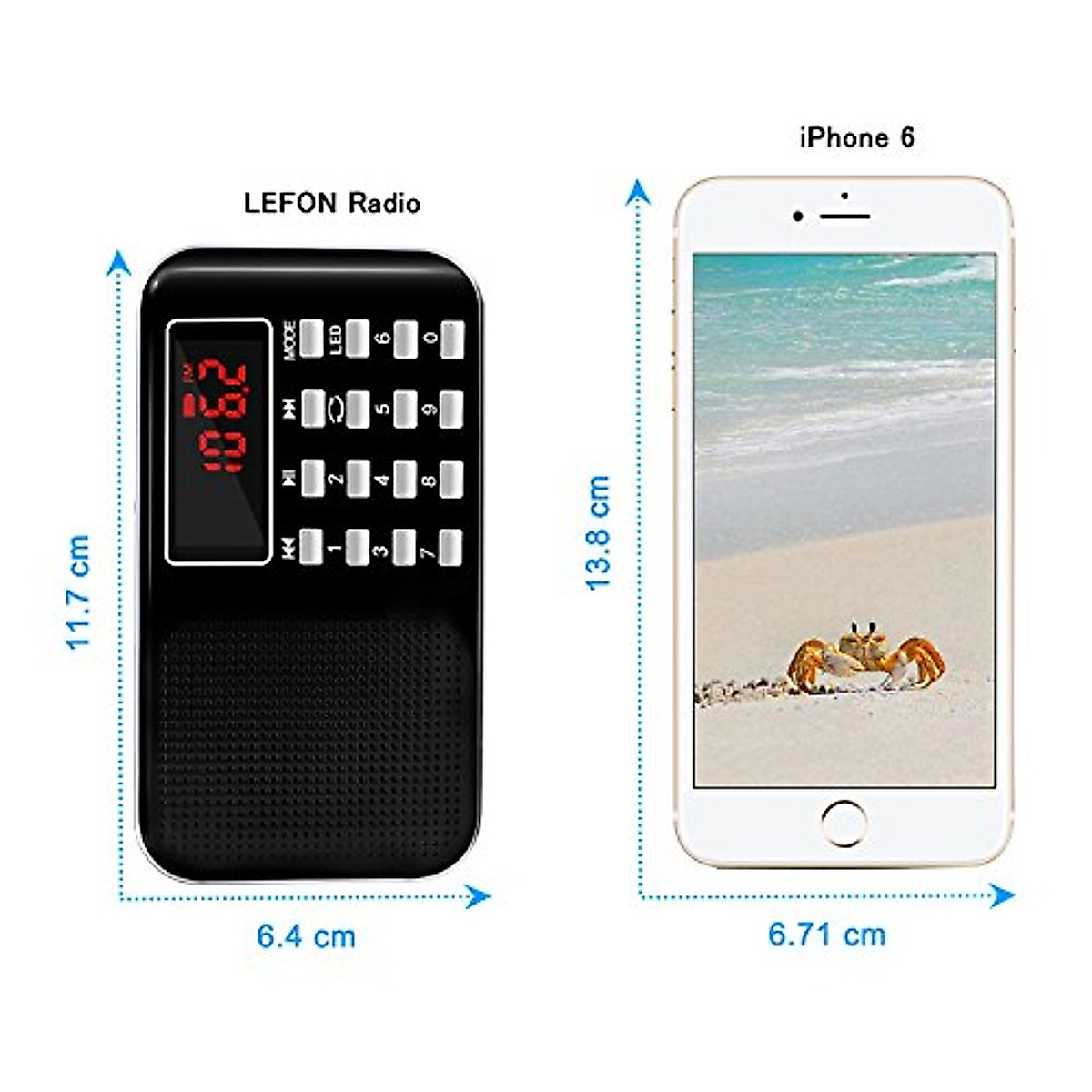 LEFON Mini Digital AM FM Radio Media Speaker MP3 Music Player Support TF Card/USB Disk with LED Screen Display and Emergency Flashlight Function (Black-Upgraded Version)