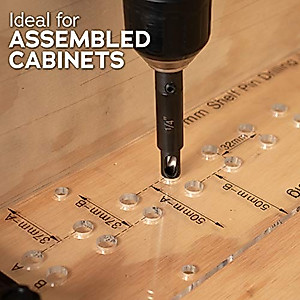 EZ Align Premium Shelf Pin Drilling Jig With 1/4" And 5mm Self Centering Drill Bits, Dual Sided Shelf Pin Jig for Easy Alignment On Both Sides Of The Shelf