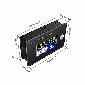Battery Capacity Voltage Meter 0-179℉ Temperature Monitor 12V 24V 36V 48V Lead Acid Battery Lithium Battery Gauge Meter (36V)