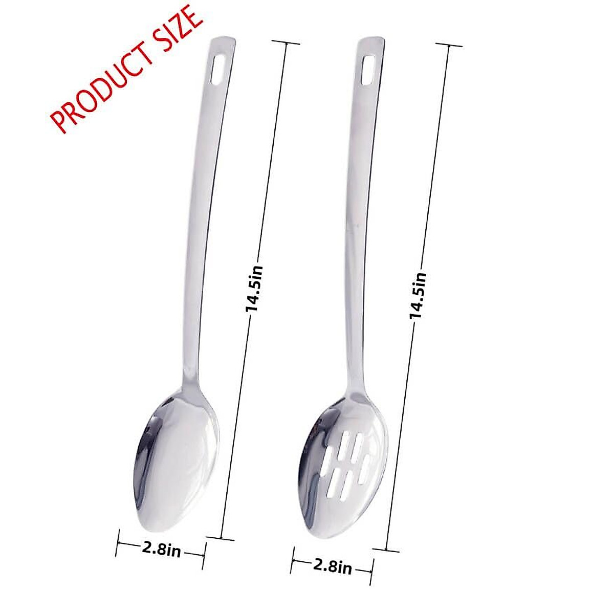 XIAOXGXF 14.5 INCHES Long Handle Stainless Steel Serving Spoon Slotted Spoons Cooking Spoon Kitchen Spoon(Set of 2)