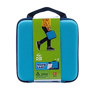 PLUS PLUS Building Set with Travel Case, 3D Open Ended Stem Toy for Kids, 100 Mini Interlocking Pieces, 1 White Baseplate