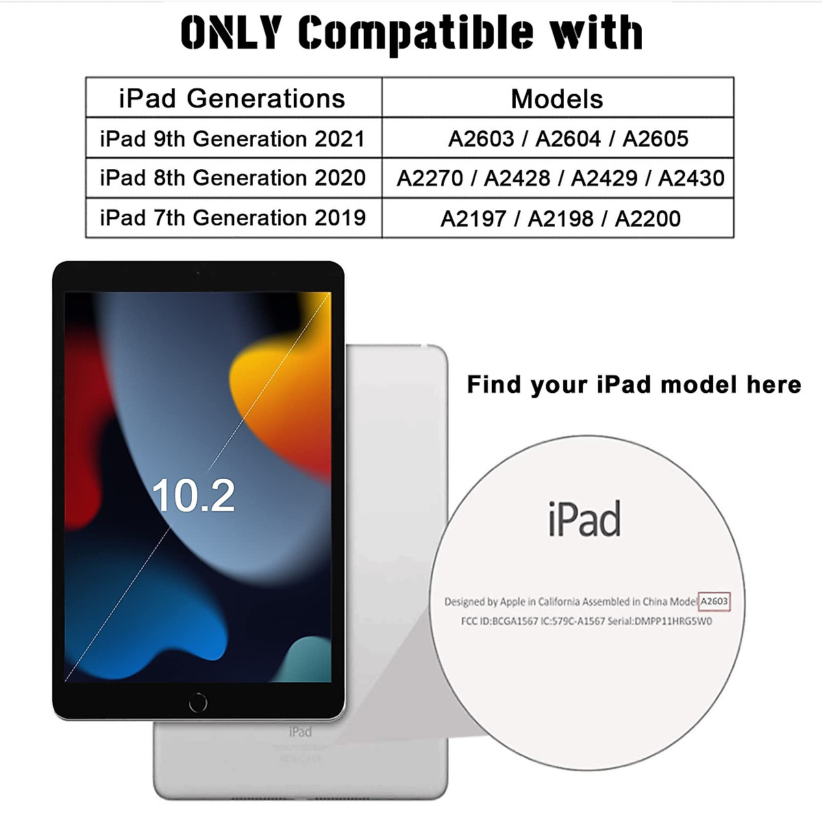 Rantice iPad 9th Generation Case, iPad 8th Generation Case, iPad 7th Generation Case, Hybrid Shockproof Rugged Drop Protective Case with Kickstand for iPad 10.2'' (Black)