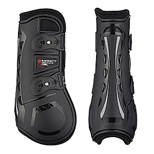 LeMieux Impact Responsive Horse Tendon Boots - Protective Gear and Training Equipment - Equine Boots, Wraps & Accessories - Tendon Protection and Support (Black/Medium)