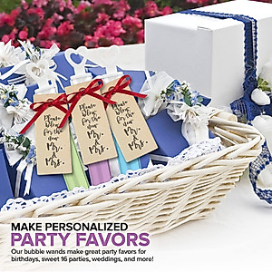 Wedding Bubbles Bulk - White Heart Top Wands (100 Count) Individual Mini Bubble Wand Favors for Weddings, Celebration Party Favor for Guests - Stock Your Home