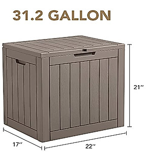Devoko 31 Gallon Lightweight Resin Deck Box Waterproof Lockable Storage Container for Patio Furniture Accessories and Indoor Outdoor Toys/ 3 Pieces