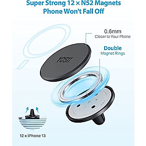 YOSH New MagSafe Air Vent Car Mount Magnet Mobile Phone Holder for Car Vent Car Cradle for iPhone 14 13 12 Pro Max Plus Mini MagSafe Case All Phones Without Extra Metal Plates