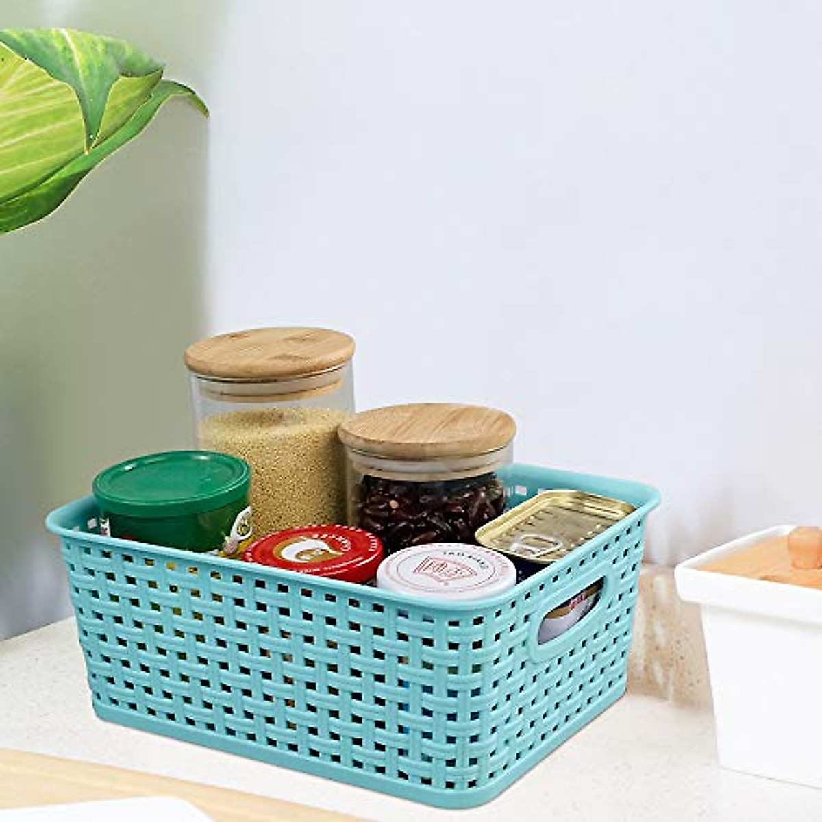 Vababa Plastic Storage Baskets/Storage Bins, Pack for 6