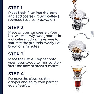 Clever Coffee Dripper and Filters, Large 18 oz, Original Classic Design, Safe BPA Free Plastic, Clever dripper coffee maker, drip coffee maker pour over, Immersion Dripper, Manual Coffee Maker, Includes 100 filters, coaster and lid 18 oz (Java)